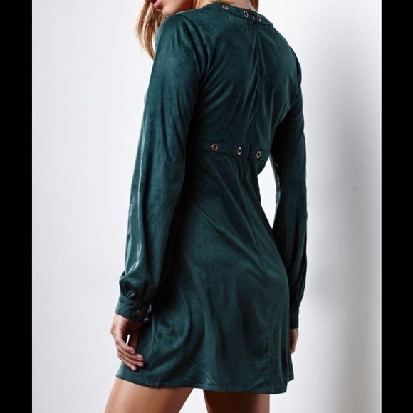 re:named | Dresses | Renamed Faux Suede Eyelet Dress Green Small | Poshmark